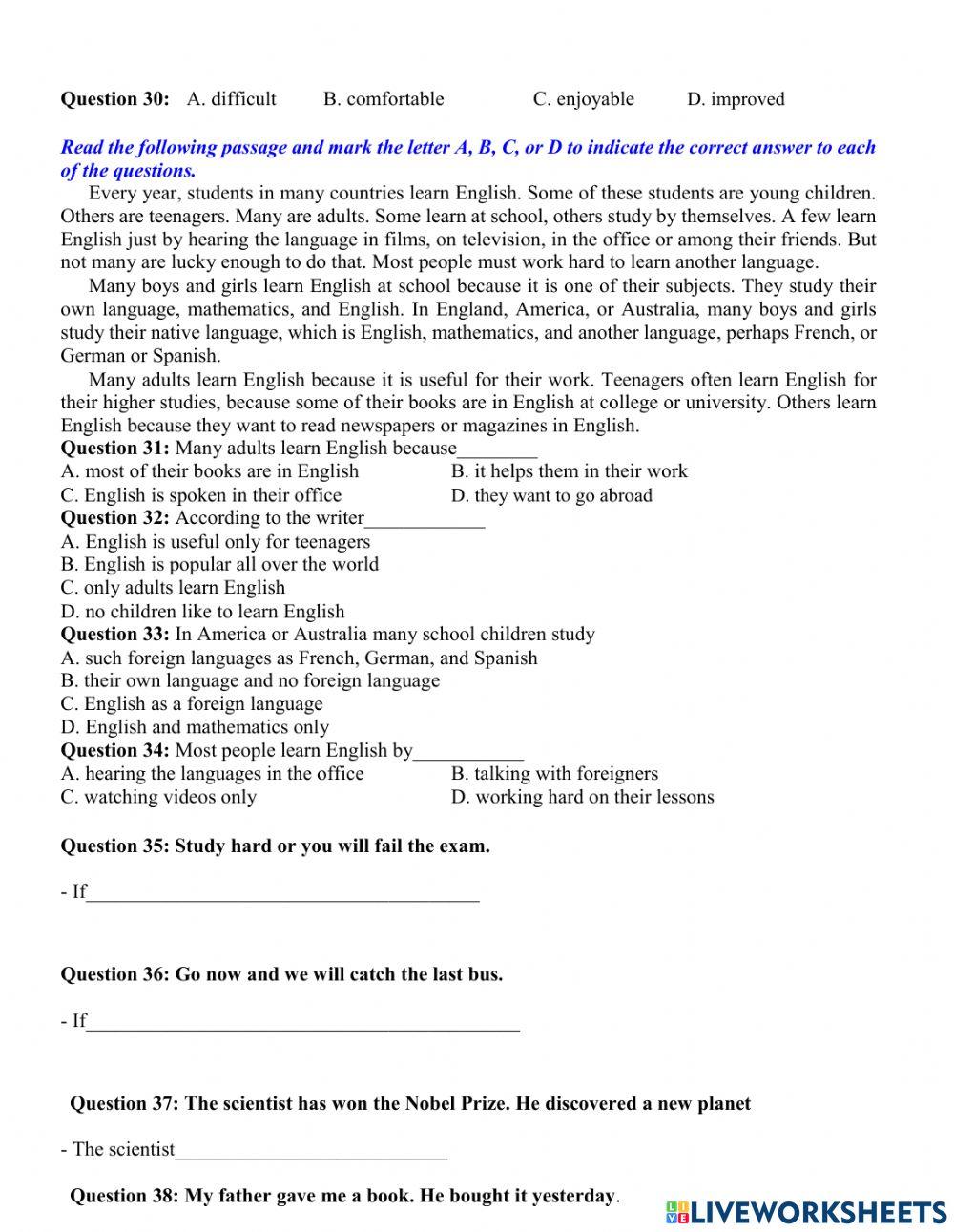12. lvl 9-3 21-22 worksheet | Live Worksheets