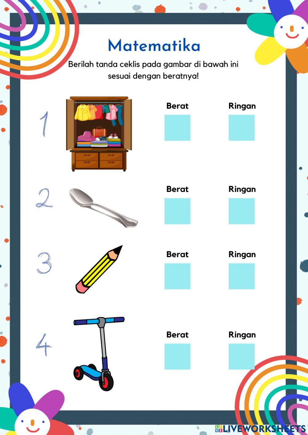 Matematika Mengukur Berat Benda worksheet | Live Worksheets