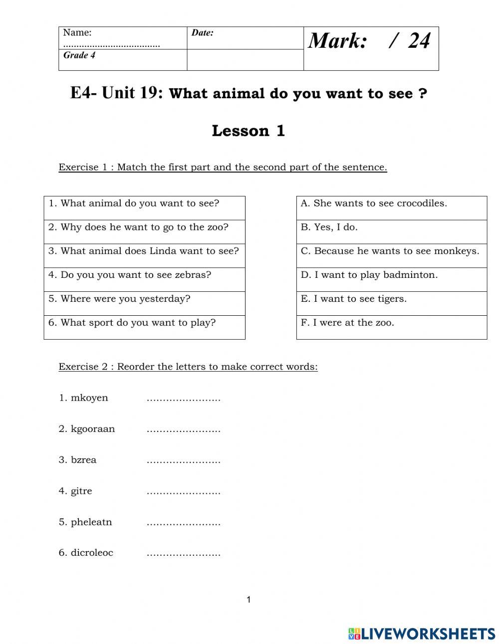 Gr4:U19:Test1 | Free Interactive Worksheets | 1977138