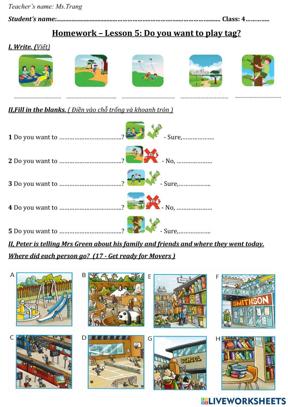 4A-Lesson 5-Do you want to play tag worksheet | Live Worksheets