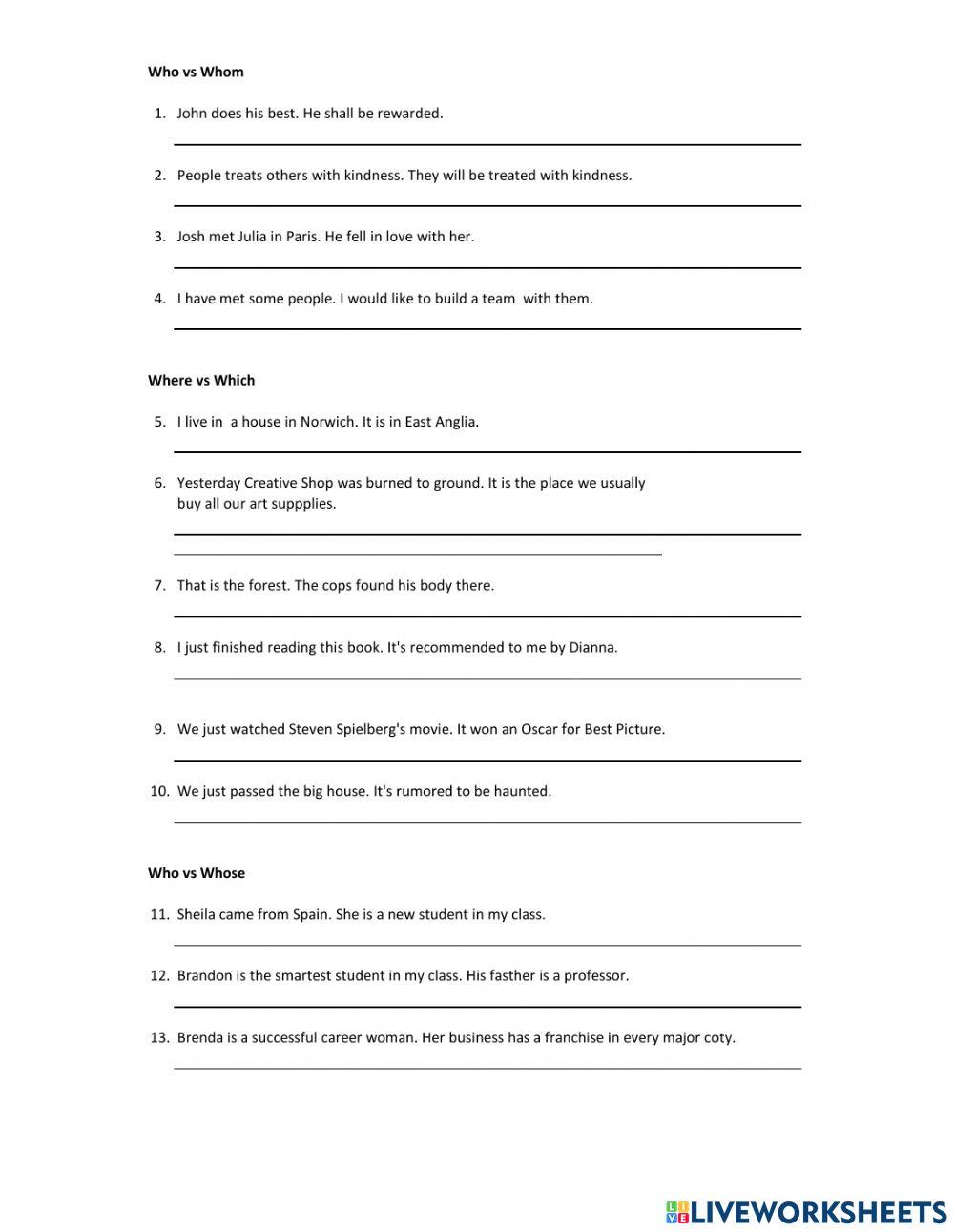 2816973 | Relative Pronoun Who, Whom, Whose, Where, Which