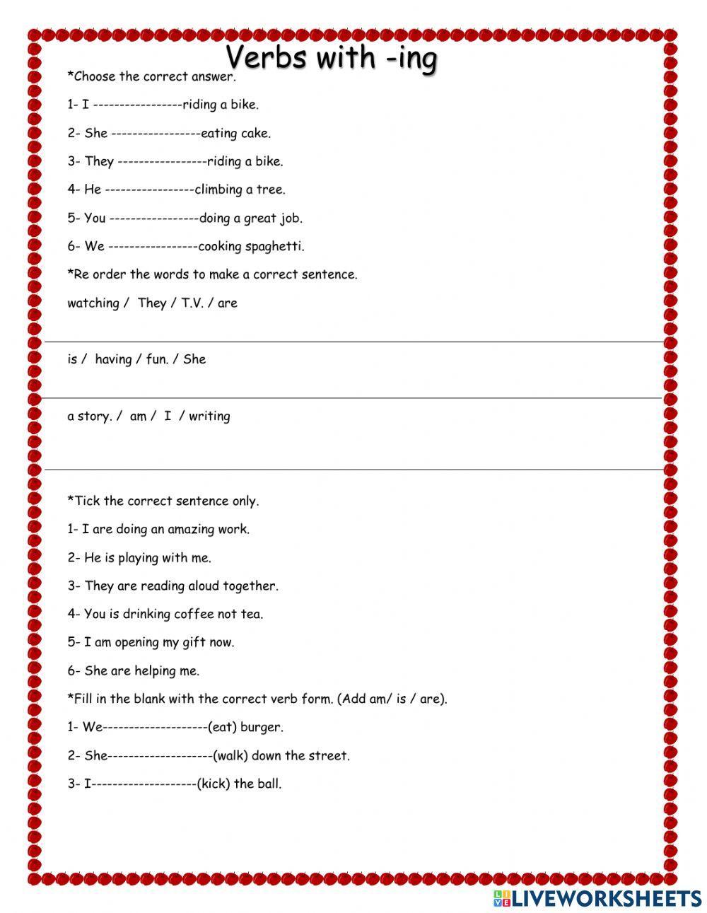 Verb -ing Form Infinitive Worksheet Live Worksheets, 54% OFF Verb -ing Form Infinitive Worksheet Live Worksheets, 54% OFF