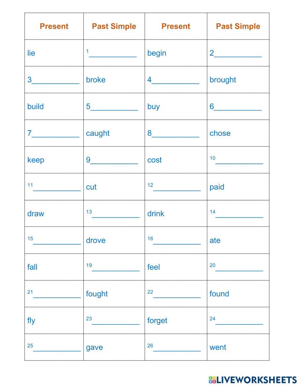 Past simple online exercise for 7 | Live Worksheets