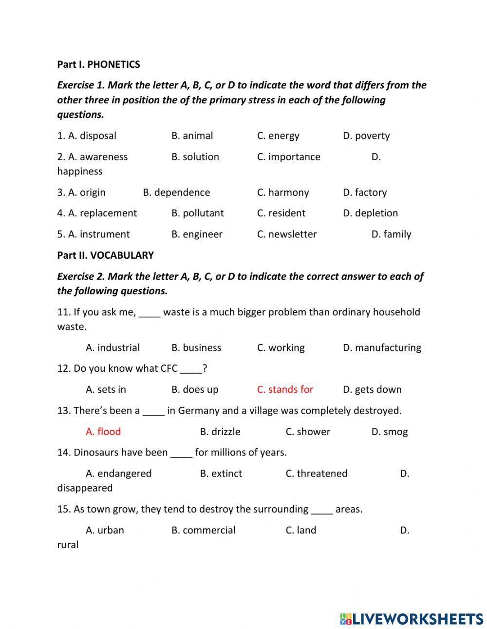 Unit9-lop10 worksheet | Live Worksheets