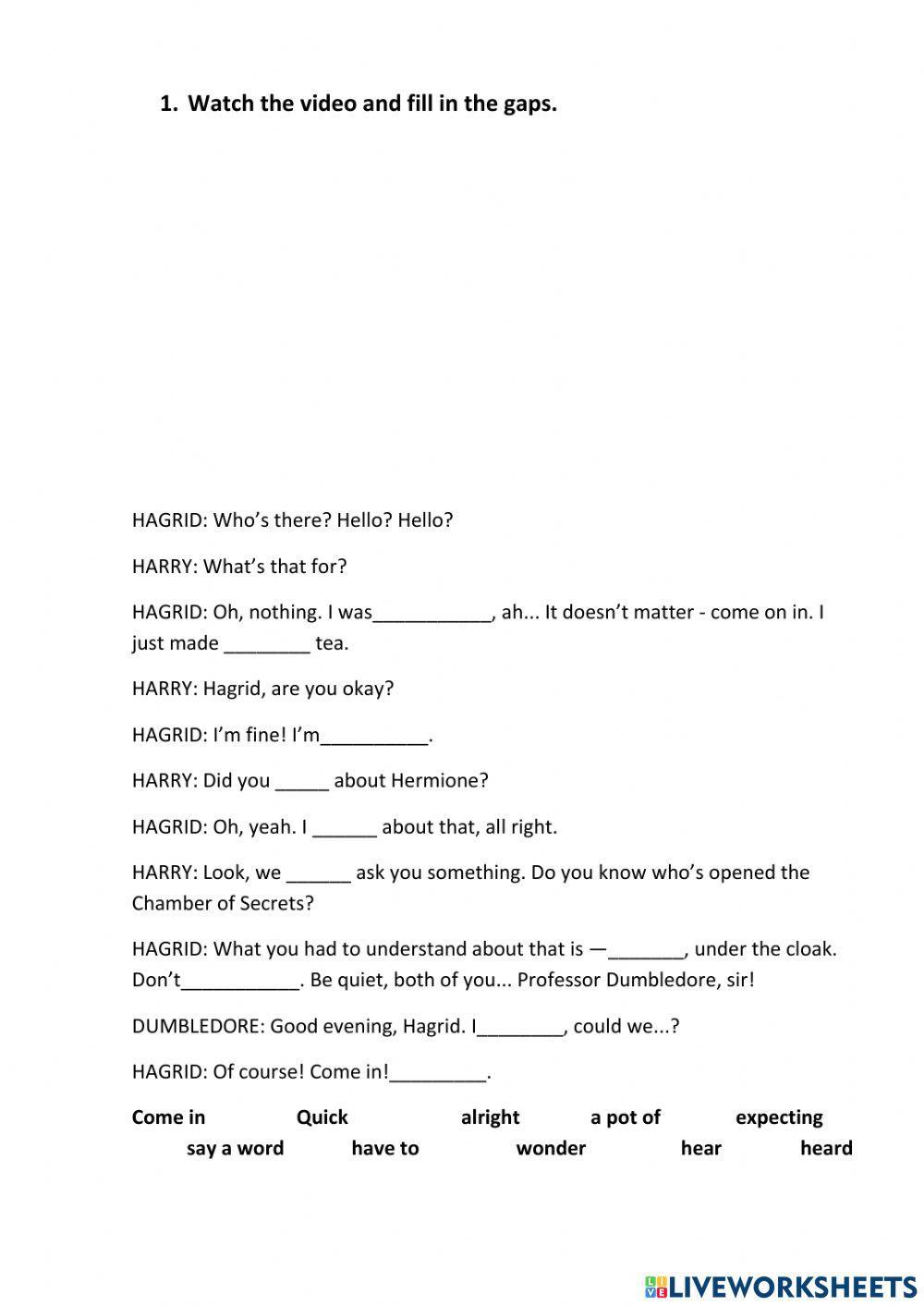 Cornelius Fudge worksheet | Live Worksheets