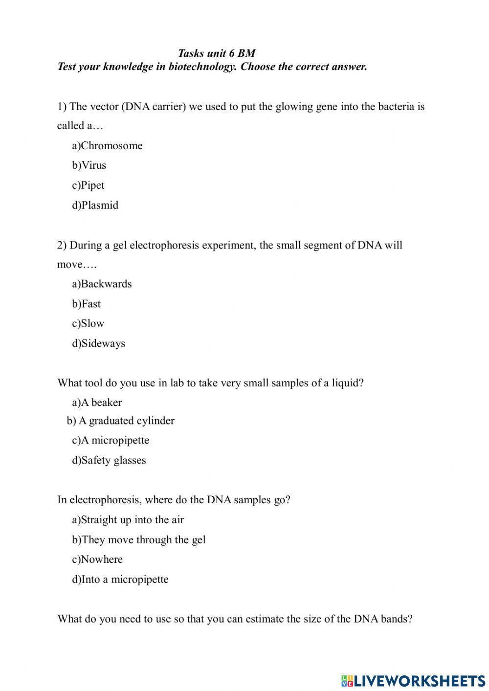 Tasks 6A BM worksheet | Live Worksheets