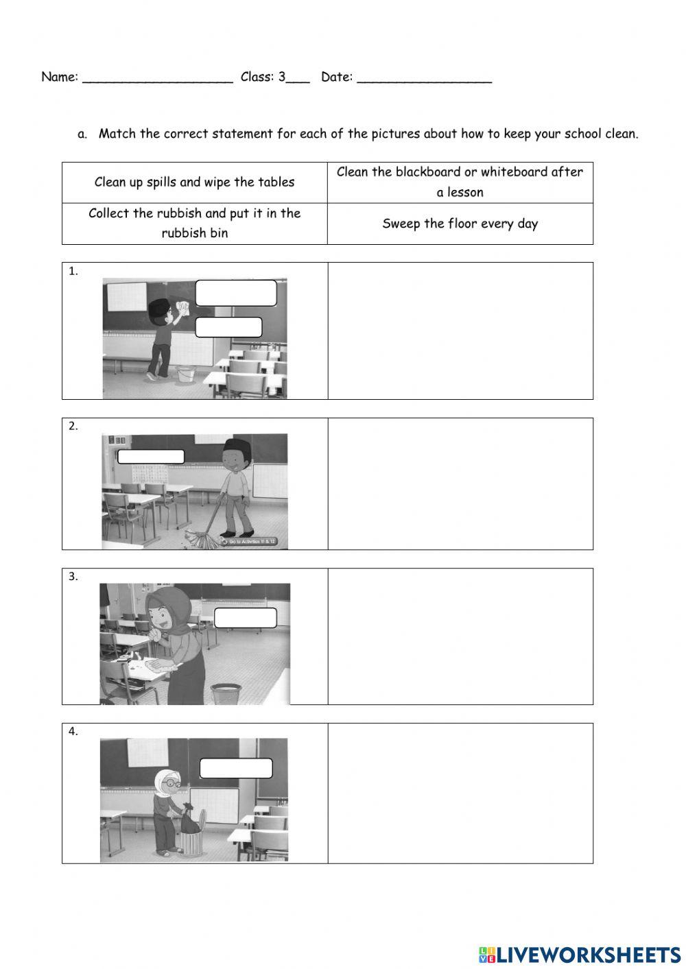 2022 year 3 week 15 how to keep your classroom clean online exercise ...