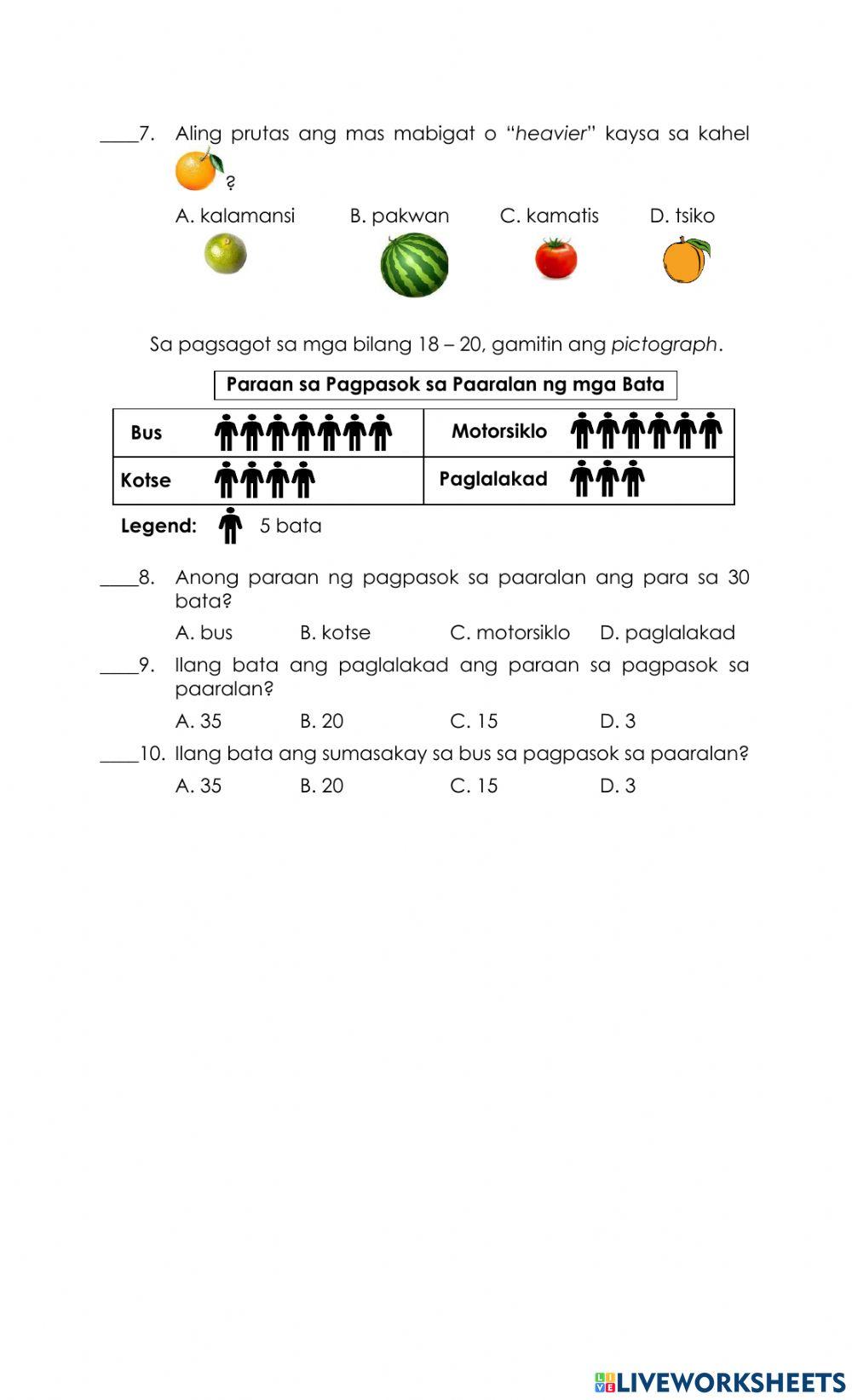 CPA-MATH 1-PRETEST-B online exercise for | Live Worksheets