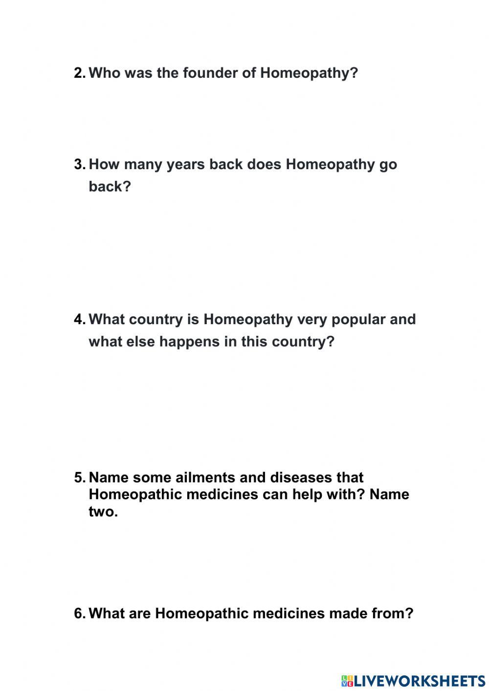 World Homeopathy Day worksheet | Live Worksheets