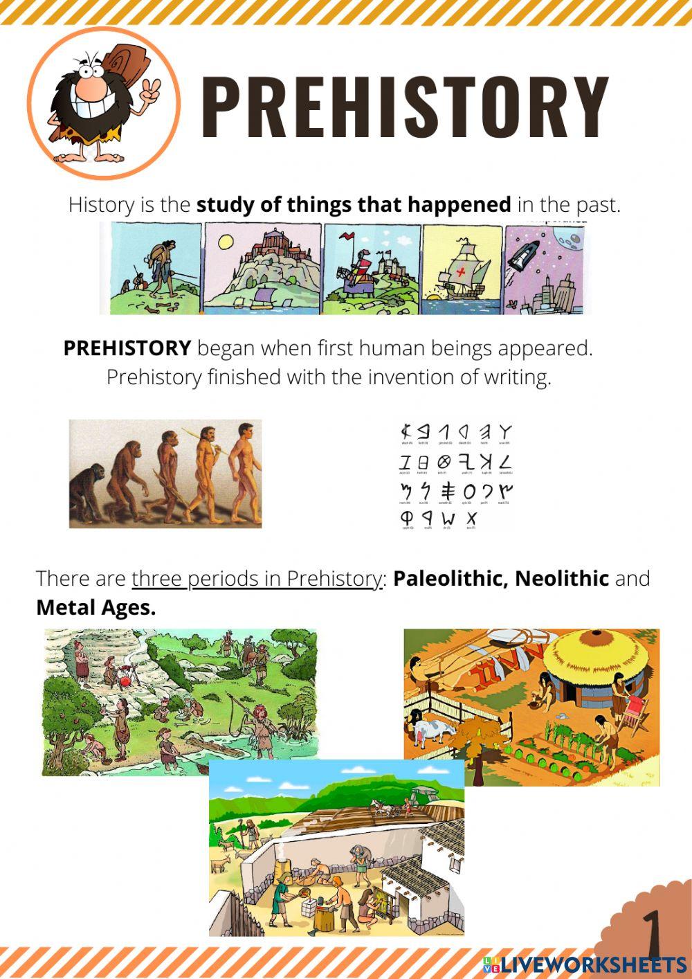 Prehistory introduction adaptado online exercise for | Live Worksheets