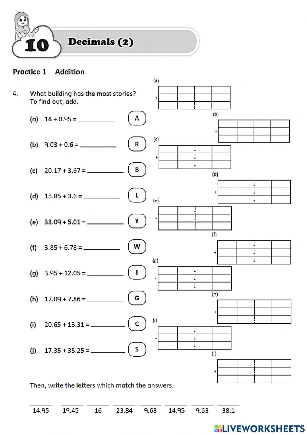 Y4 Addition (2) WB online exercise for | Live Worksheets