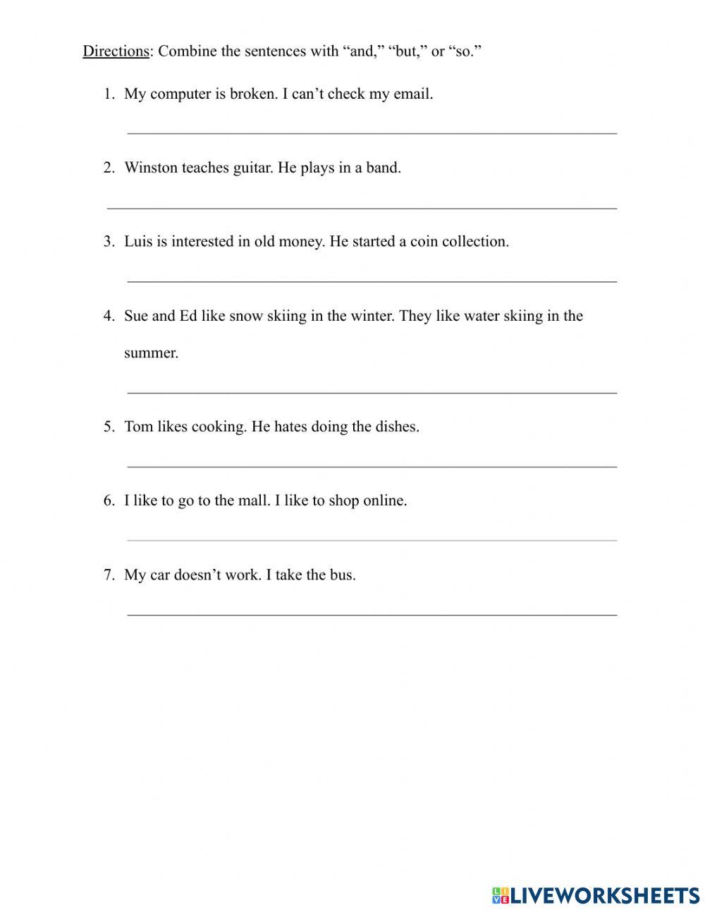 Combining Sentences with and, but, or so 1116 | Ker