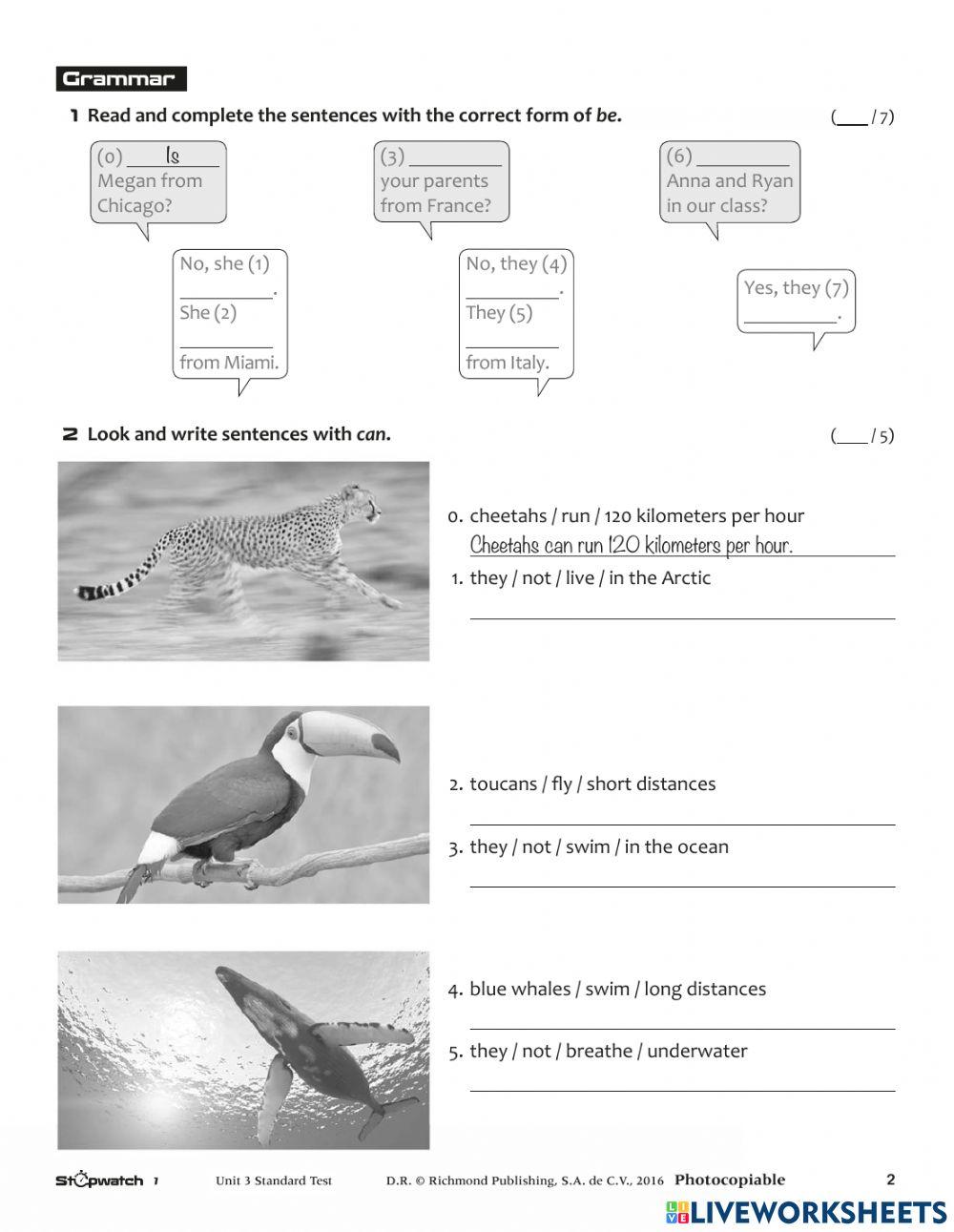 STOPWATCH 1 TEST 3 online exercise for | Live Worksheets