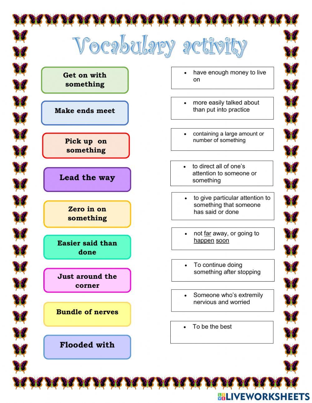 advanced vocabulary online exercise for | Live Worksheets