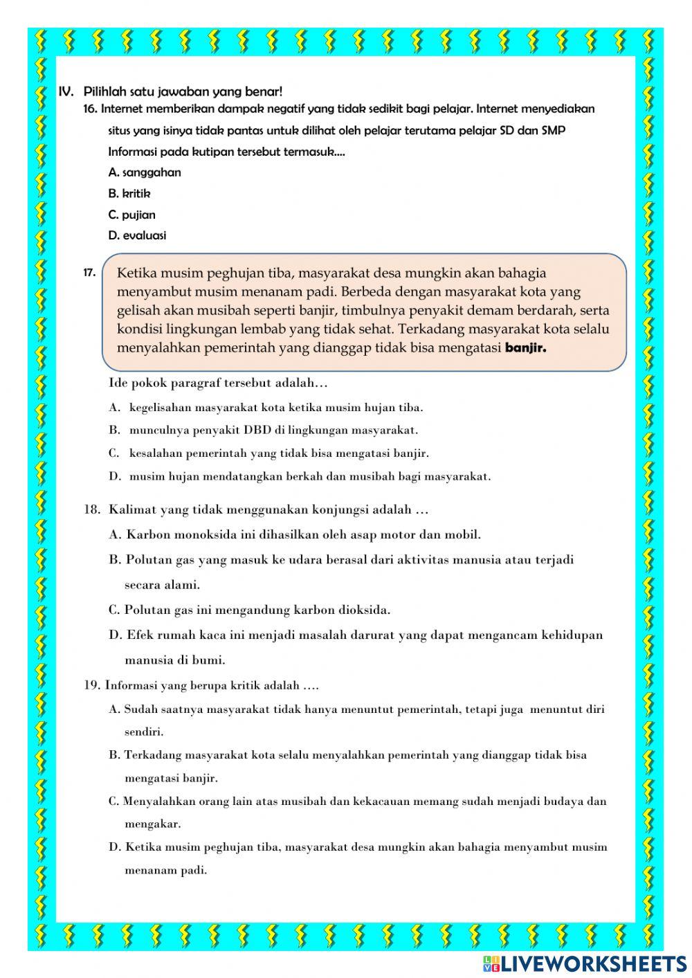 Bahasa Indonesia 1994668 | budisusi | Live Worksheets