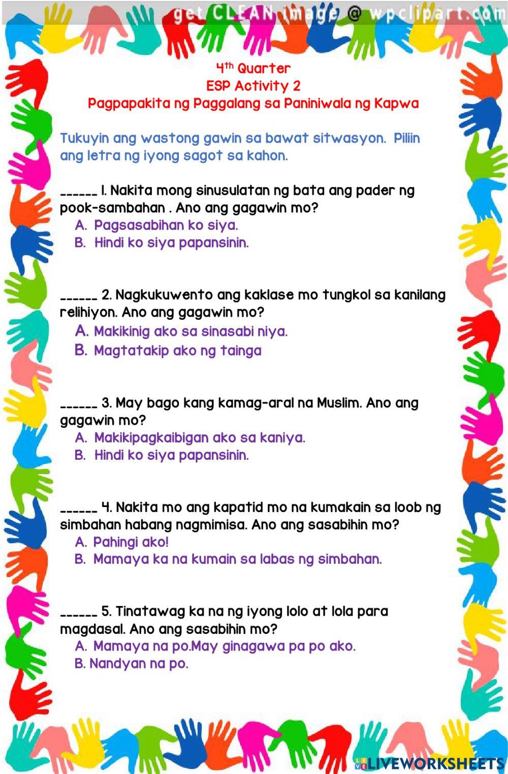 Esp q4a1 interactive worksheet | Live Worksheets