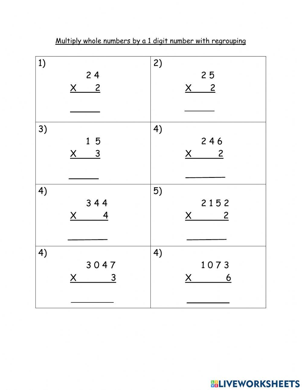 Multiplication online exercise for Year 4 | Live Worksheets