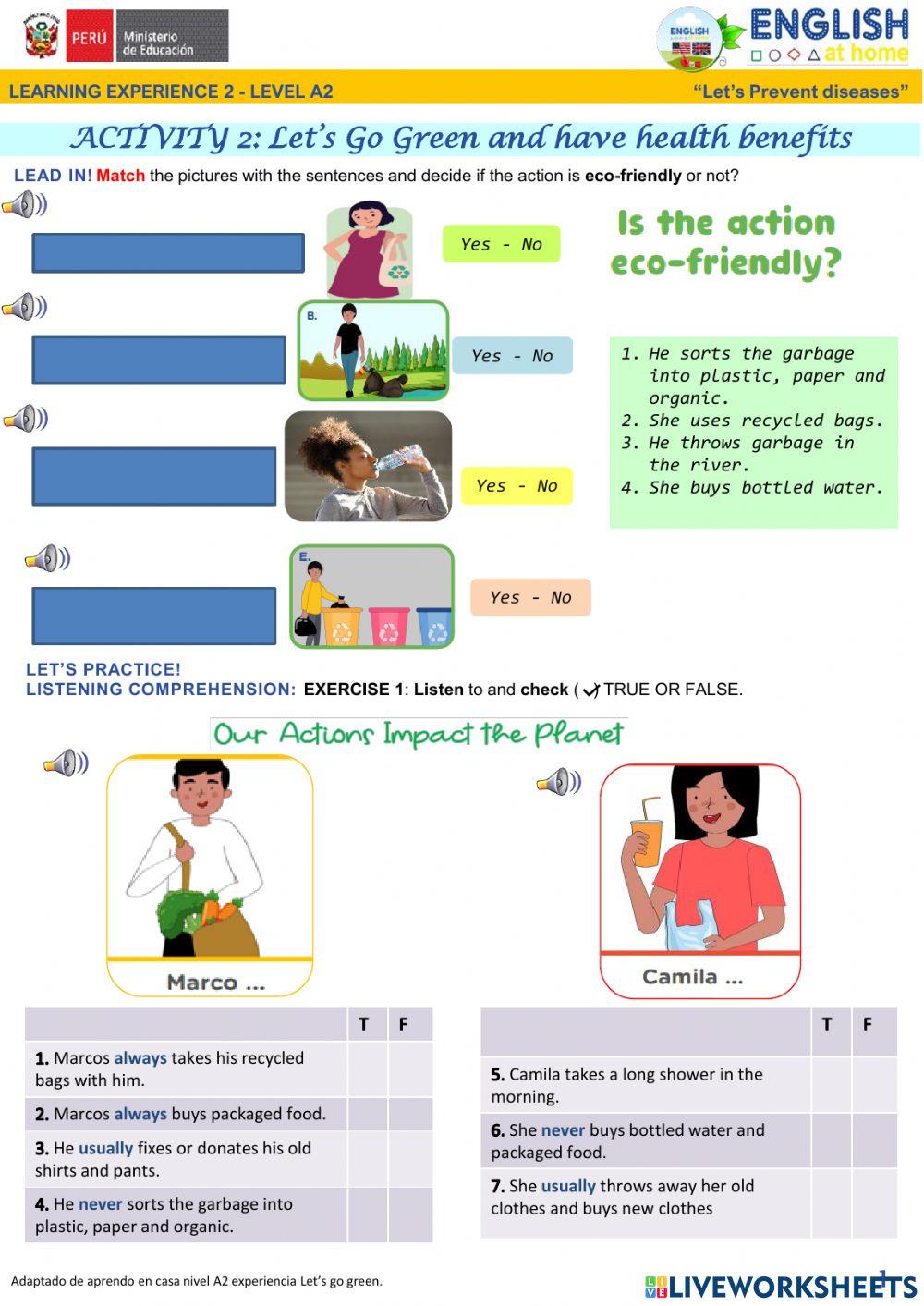 Let's go green online pdf worksheet | Live Worksheets