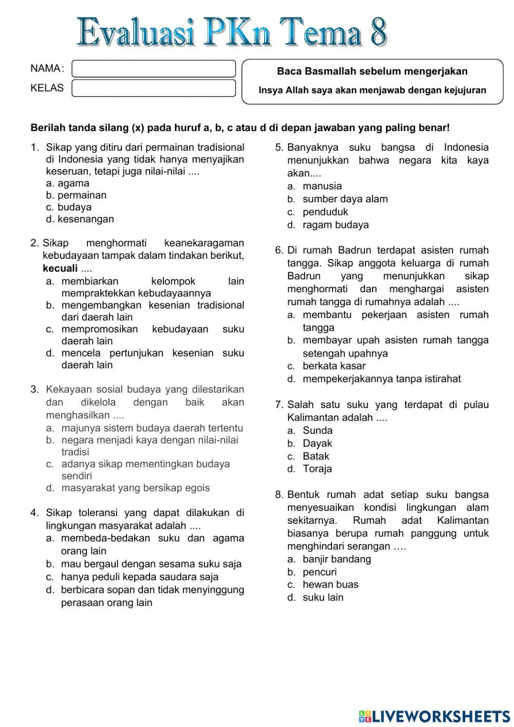 ESIL PKN TEMA 8 online exercise for | Live Worksheets