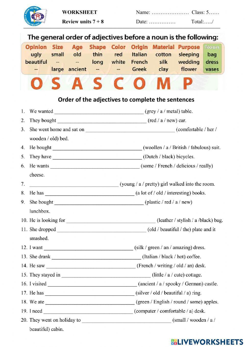 english adjectives order
