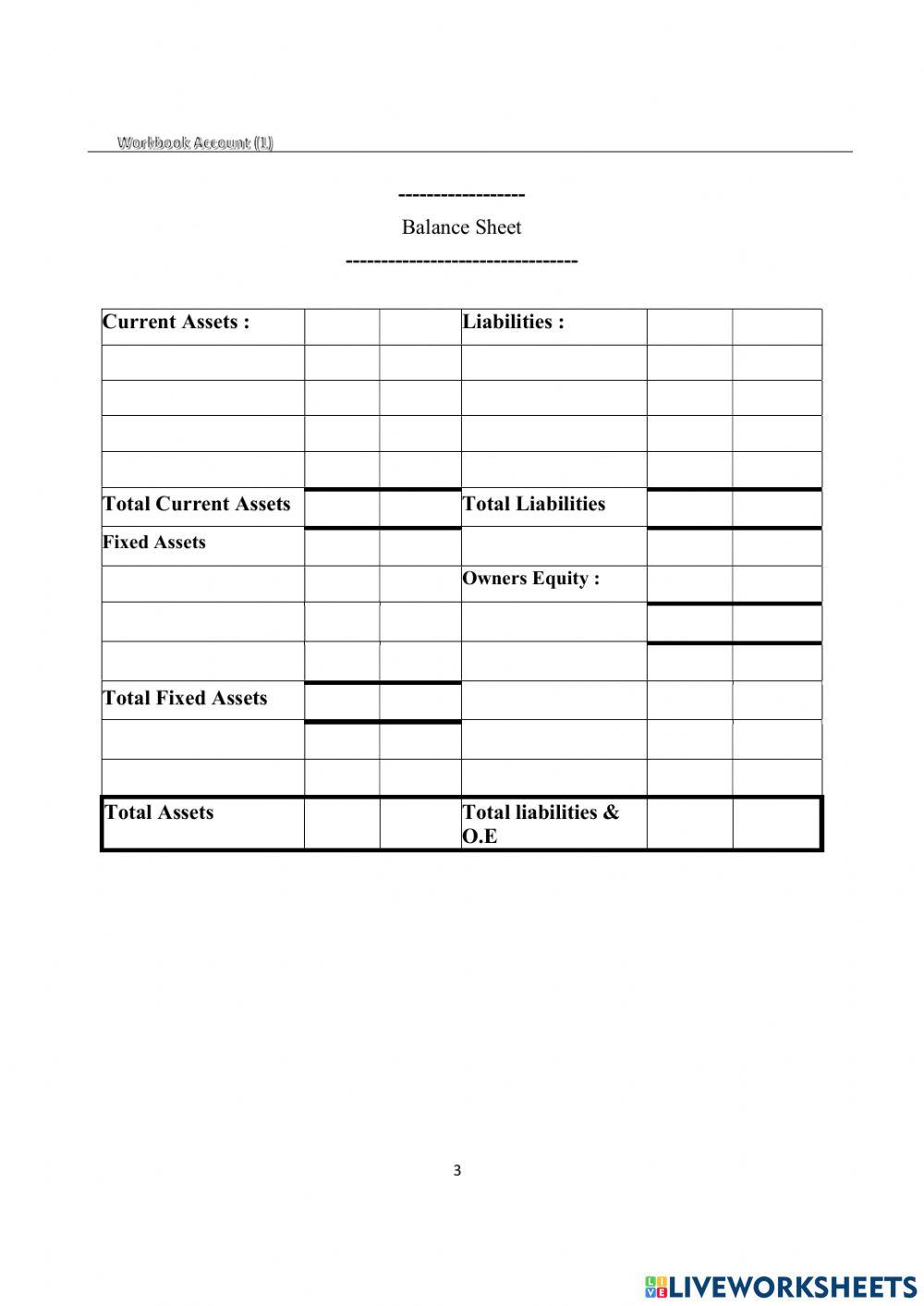 Acc 111 worksheet | Live Worksheets