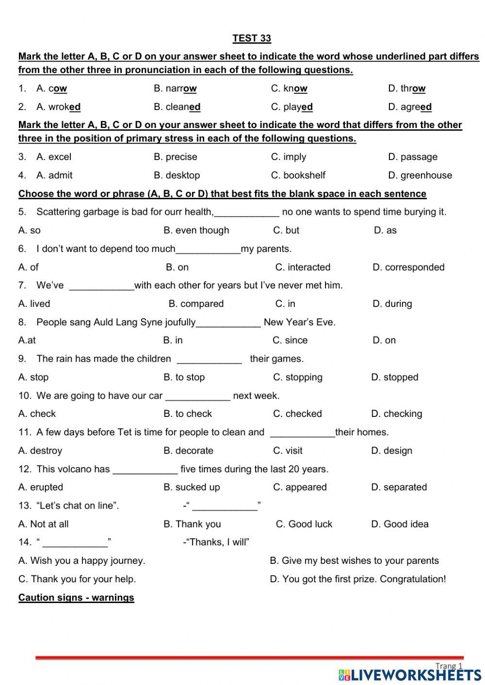 Review online exercise for 9 | Live Worksheets
