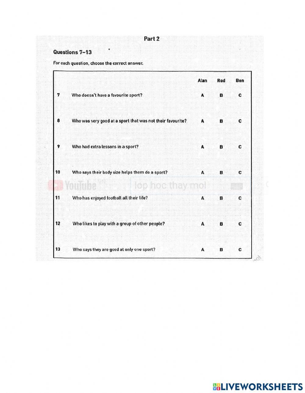 A2 Key Collins … | Free Interactive Worksheets | 3605828