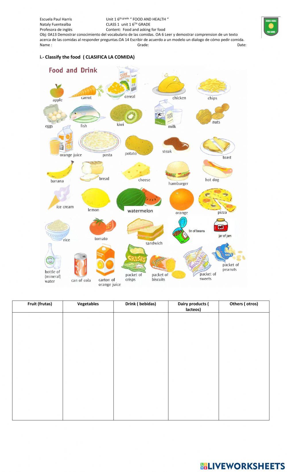 1995063 | Class 1 unit 1 6th grade | NatalyFuentealba