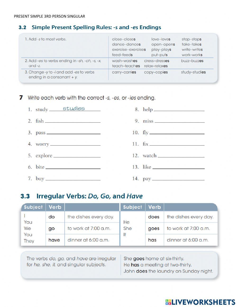 Present simple … | Free Interactive Worksheets | 1995281
