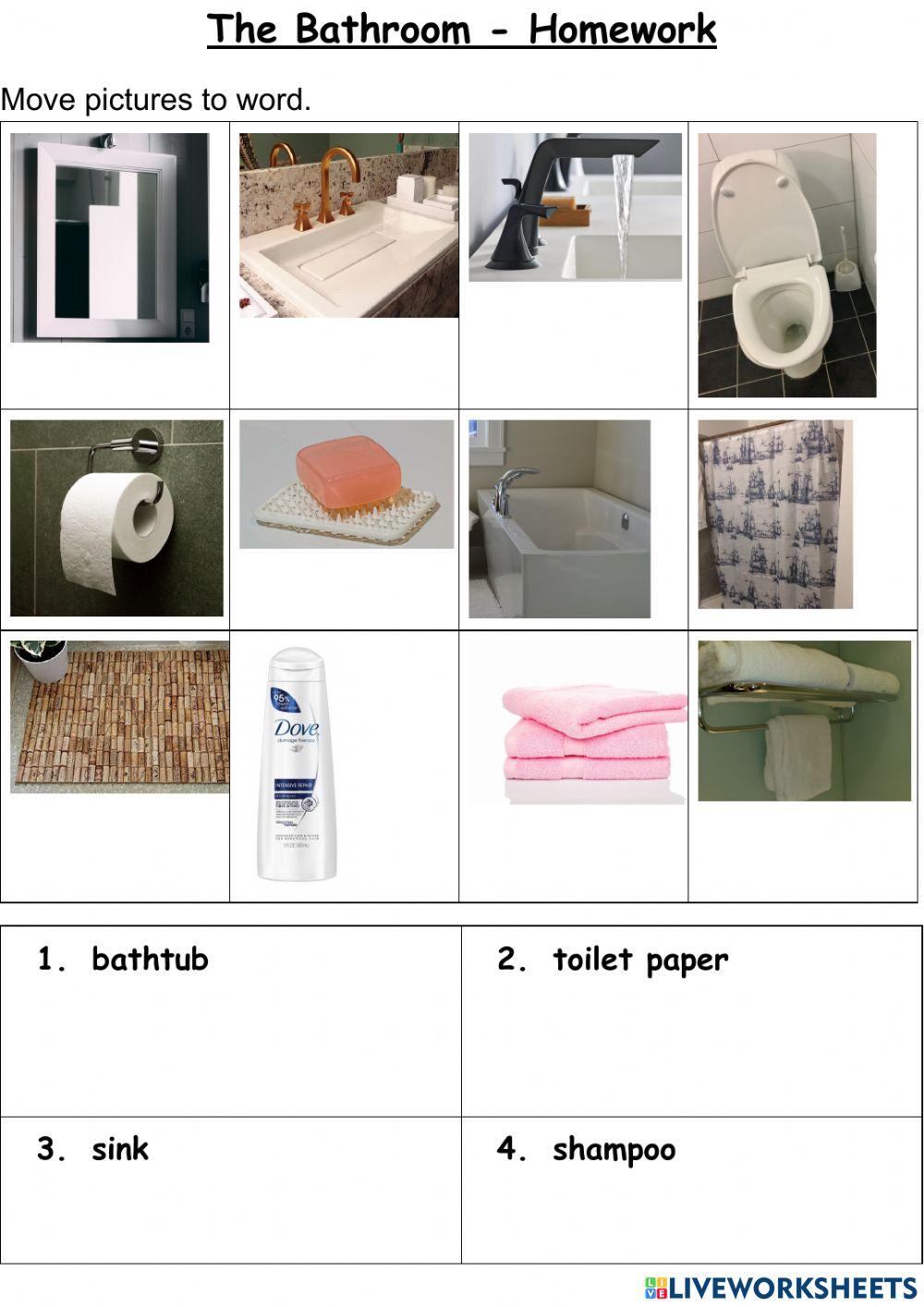 The Bathroom online worksheet | Live Worksheets