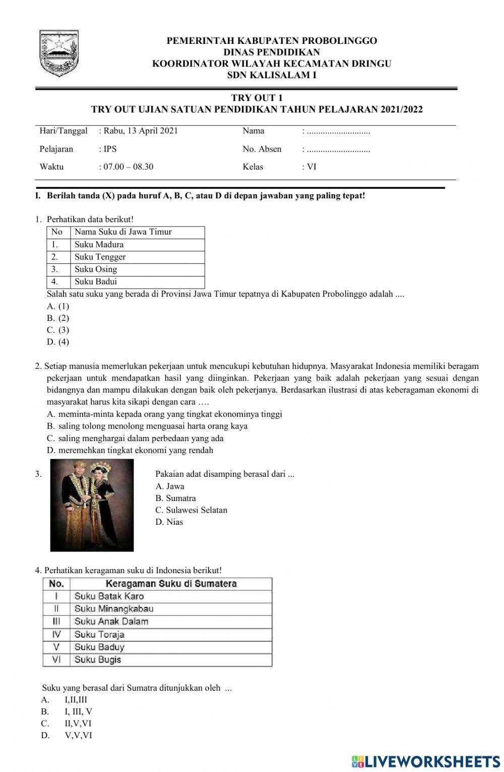 Ips online exercise for 6 | Live Worksheets