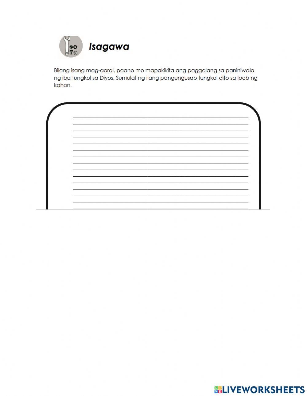 Isagawa exercise | Live Worksheets