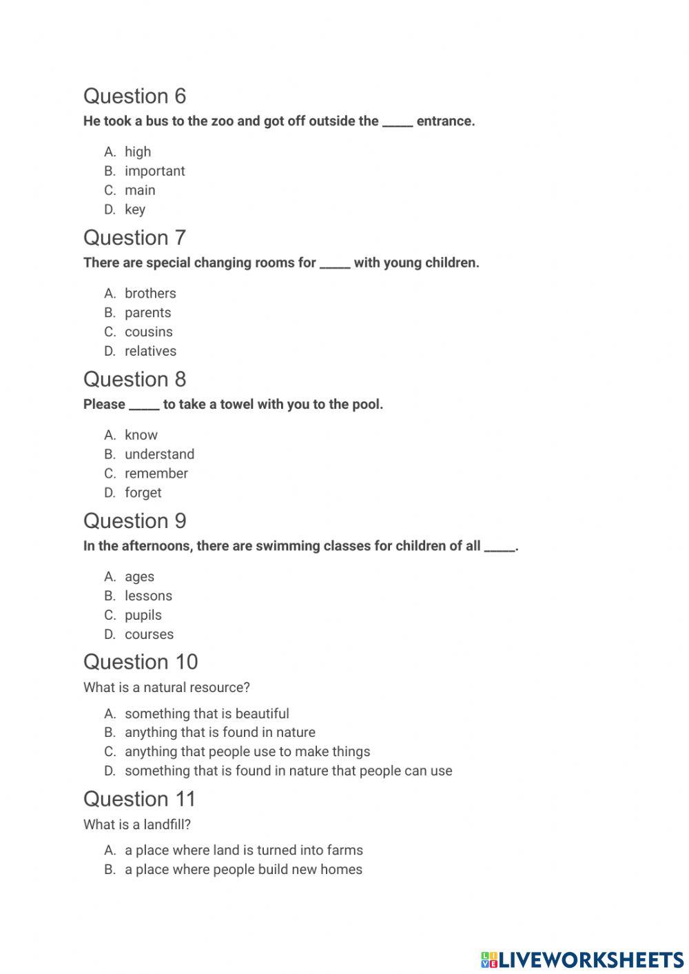 D interactive activity for 6 | Live Worksheets