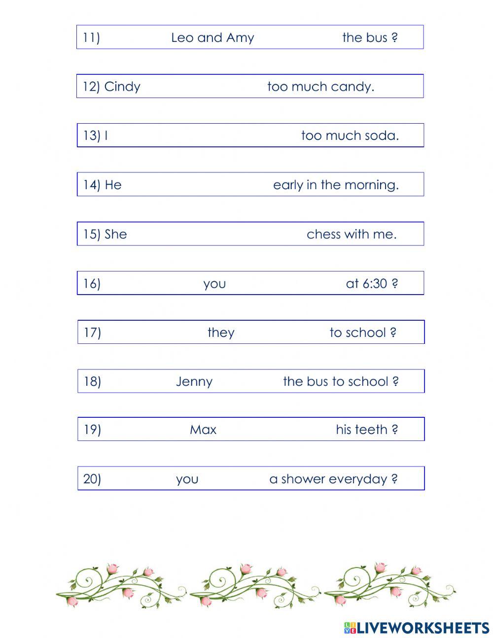 Main verbs' inf… | Free Interactive Worksheets | 1996330