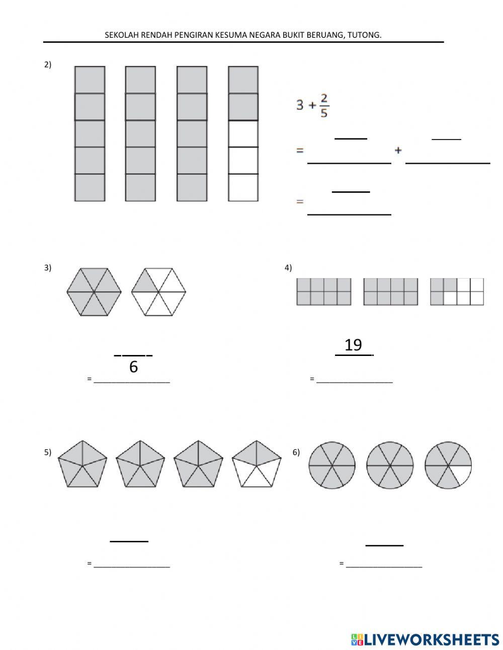 PROPER AND IMPROPER FRACTION (GROUP B - E) online exercise for | Live ...