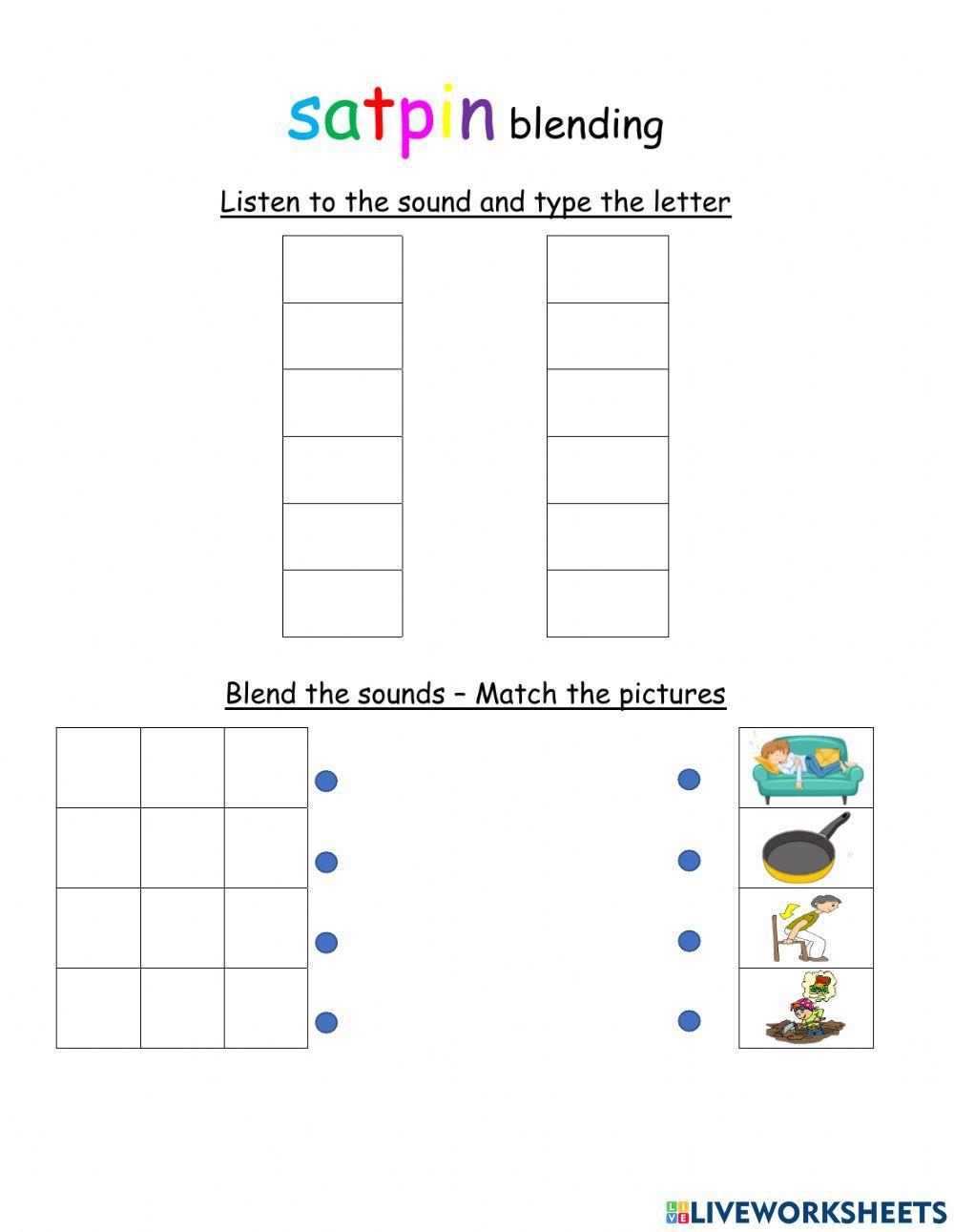 Blending online worksheet for pra | Live Worksheets