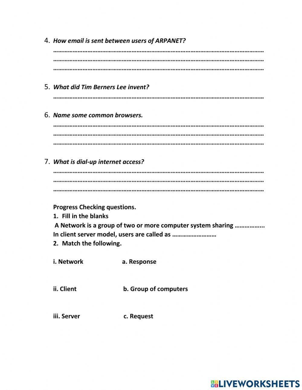 internet-worksheet worksheet | Live Worksheets