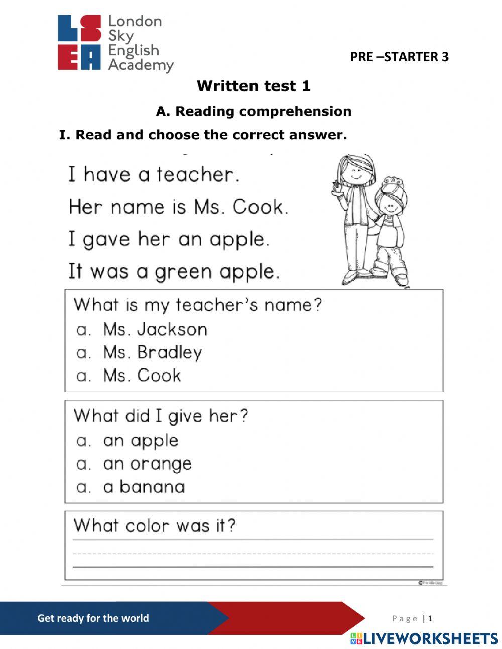 Written test online pdf exercise | Live Worksheets