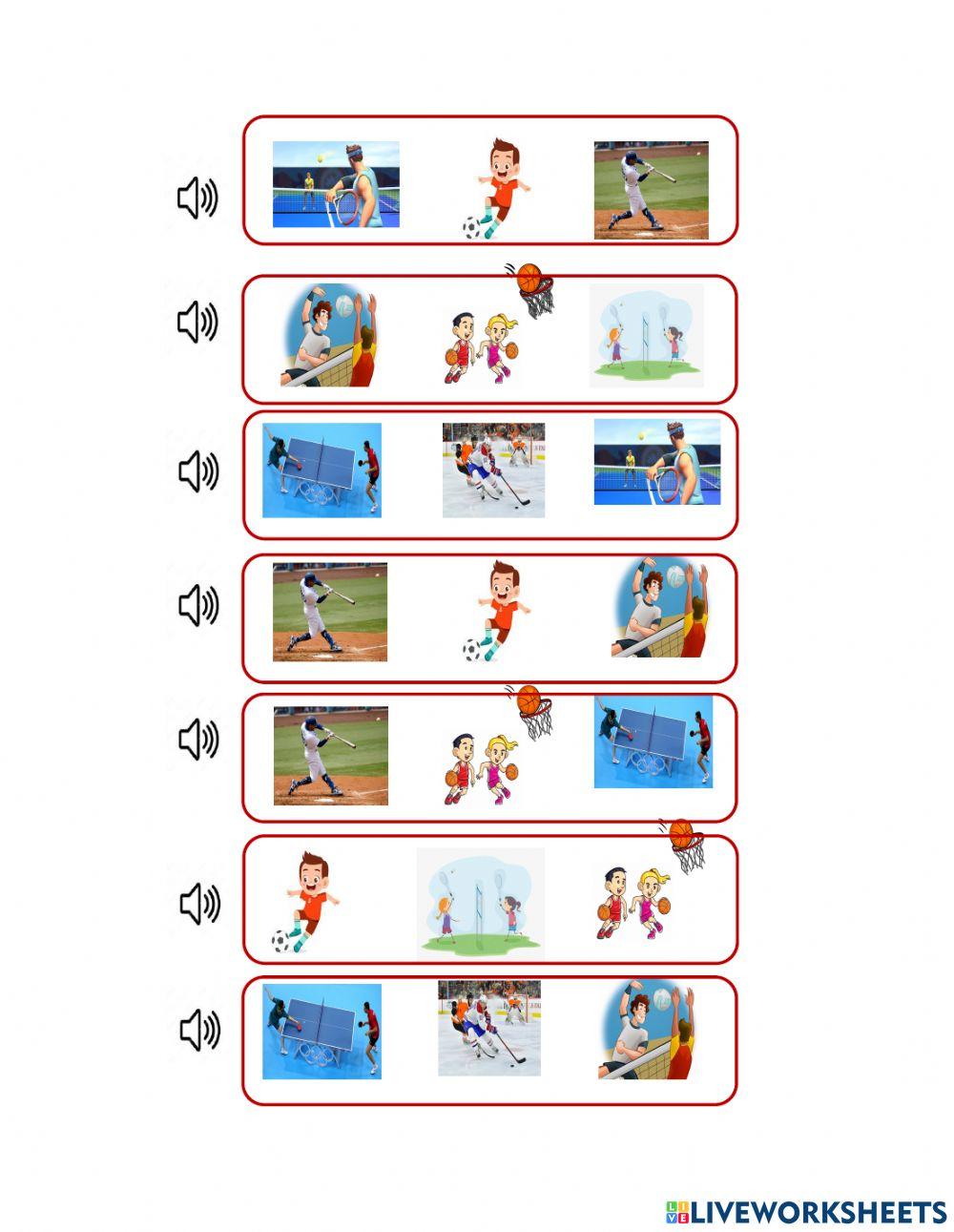 Sports online exercise for g1 | Live Worksheets