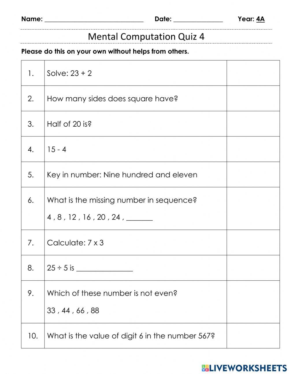 Mct 4 | Free Interactive Worksheets | 1996674