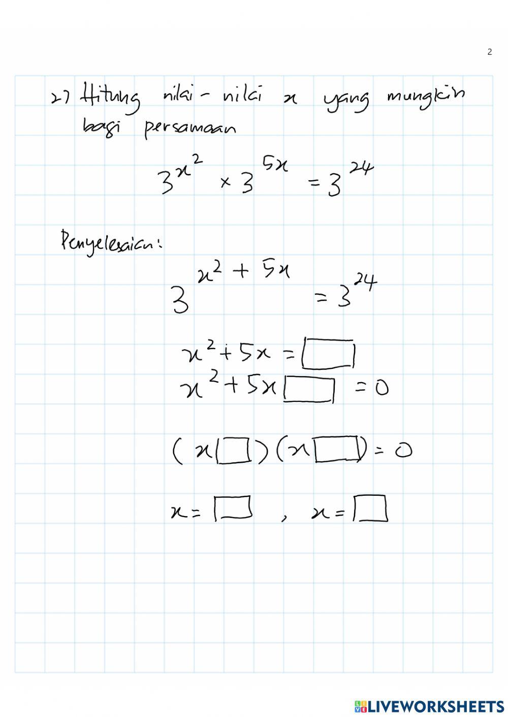Indeks Matematik activity | Live Worksheets