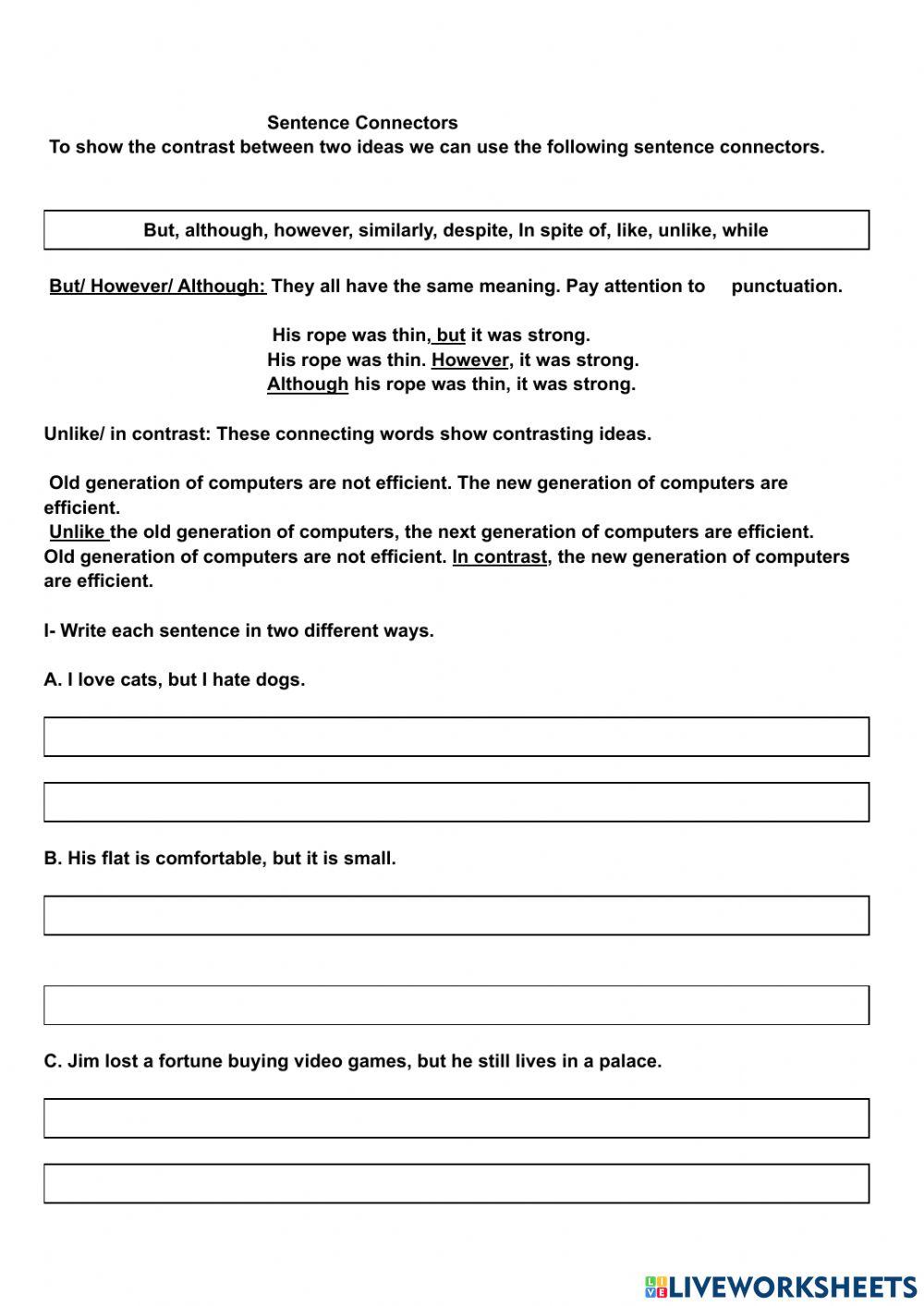 Compare- Contrast 3 online exercise for | Live Worksheets
