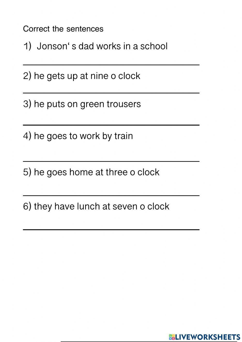 Daily routine online exercise for grade 2 | Live Worksheets