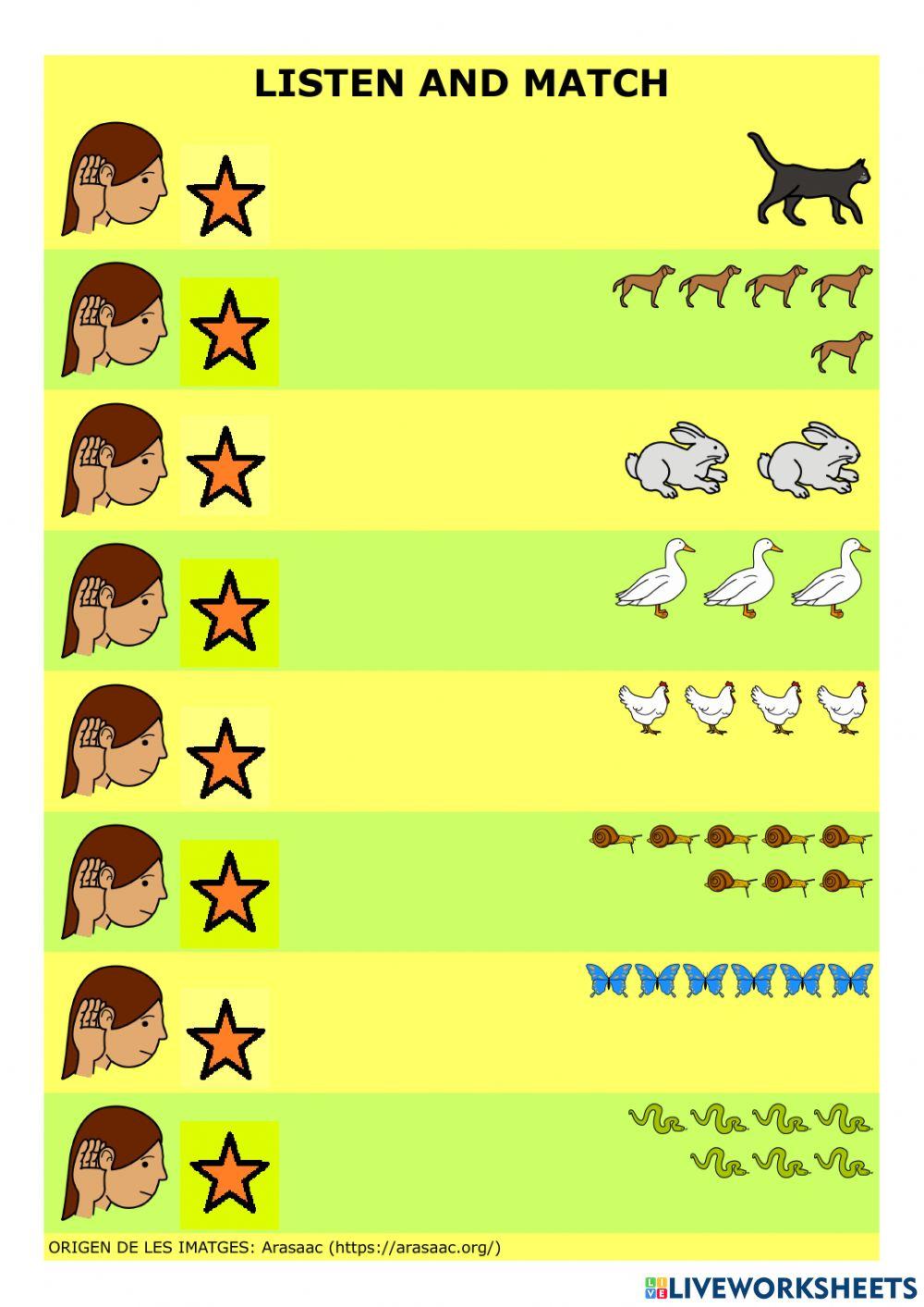 Numbers and animals 1 worksheet | Live Worksheets