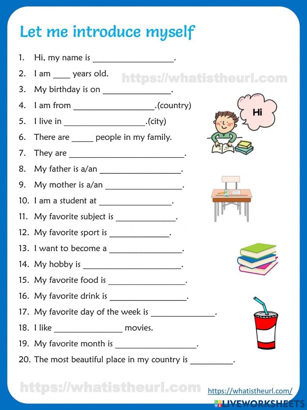 Introduce YOUrself (kids) online exercise for | Live Worksheets