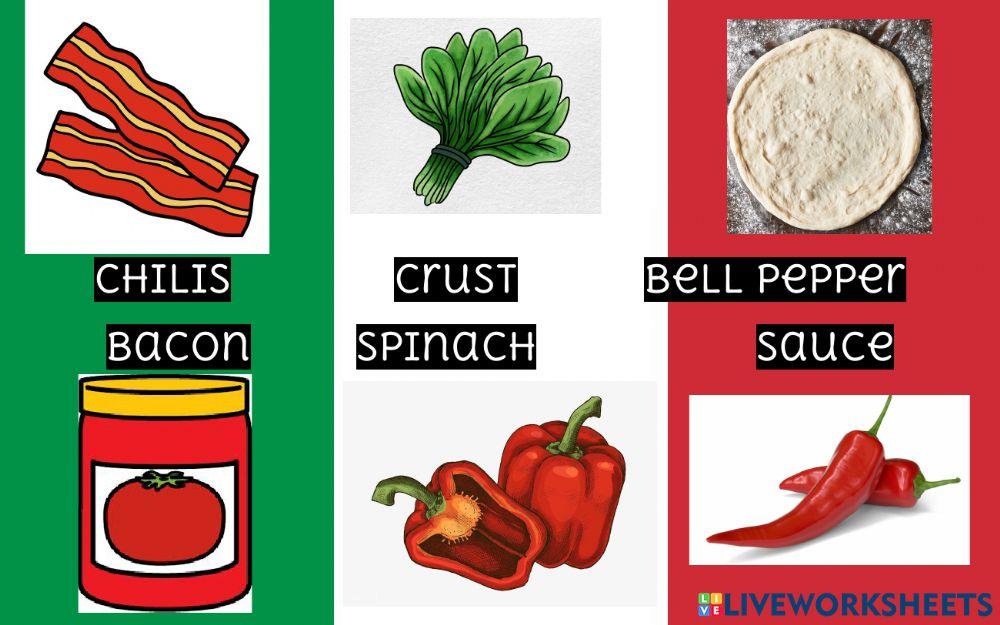 Pizza Toppings (2) worksheet | Live Worksheets