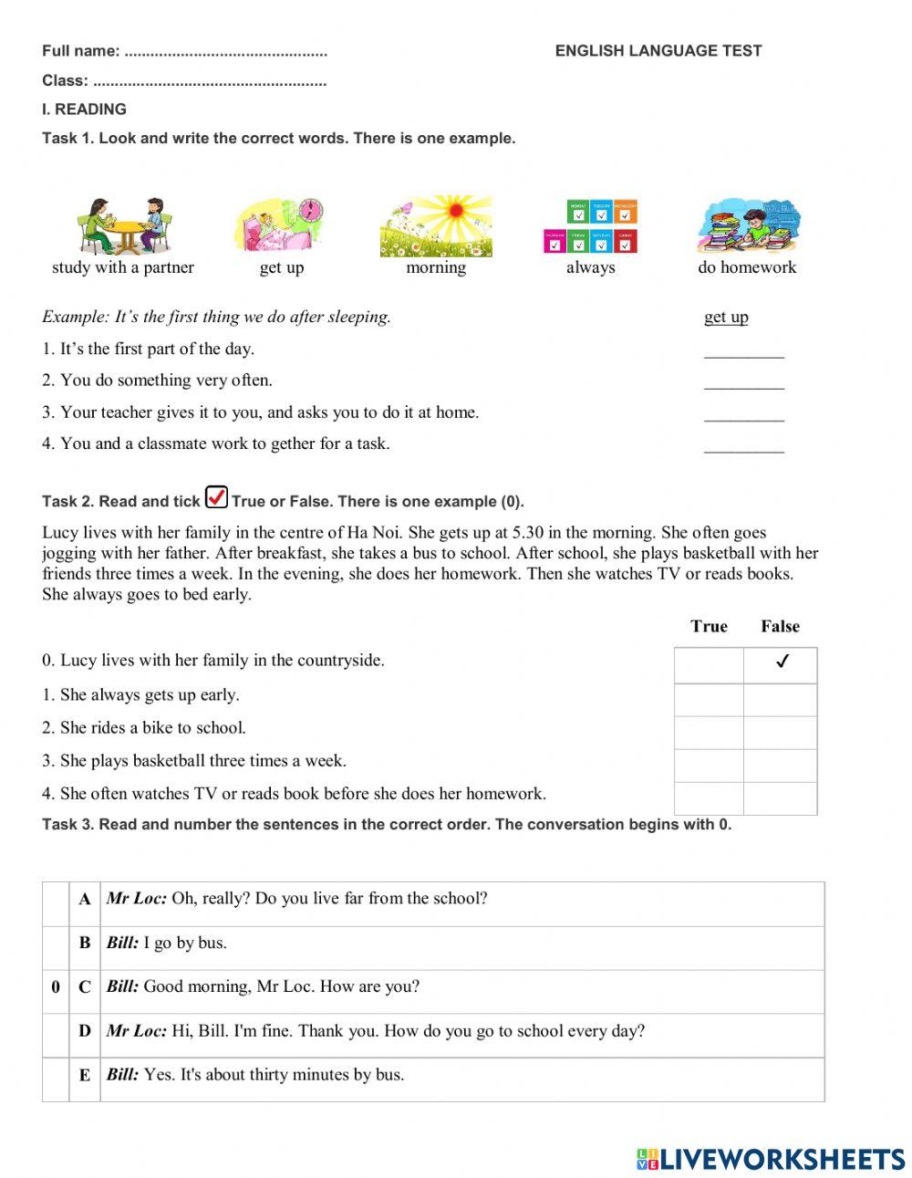 Unit 2- G5- Reading and Writing worksheet | Live Worksheets
