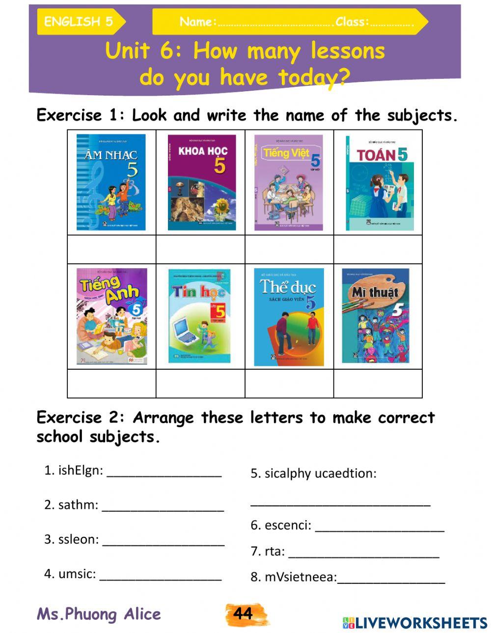 E5-U6-How many lessons do you have today? worksheet | Live Worksheets