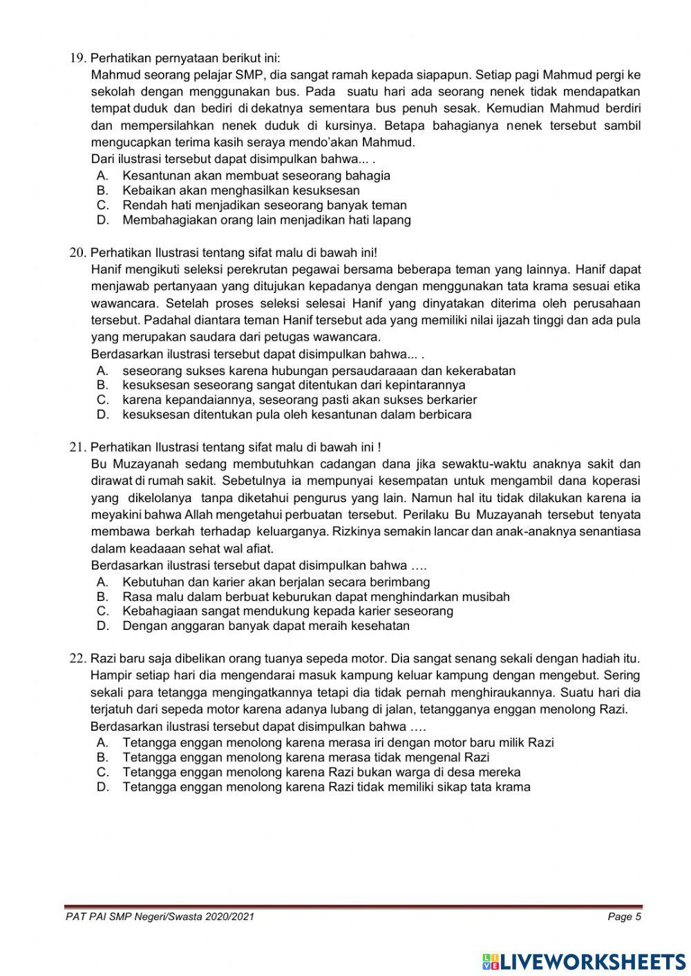 Toleransi free online activity | Live Worksheets