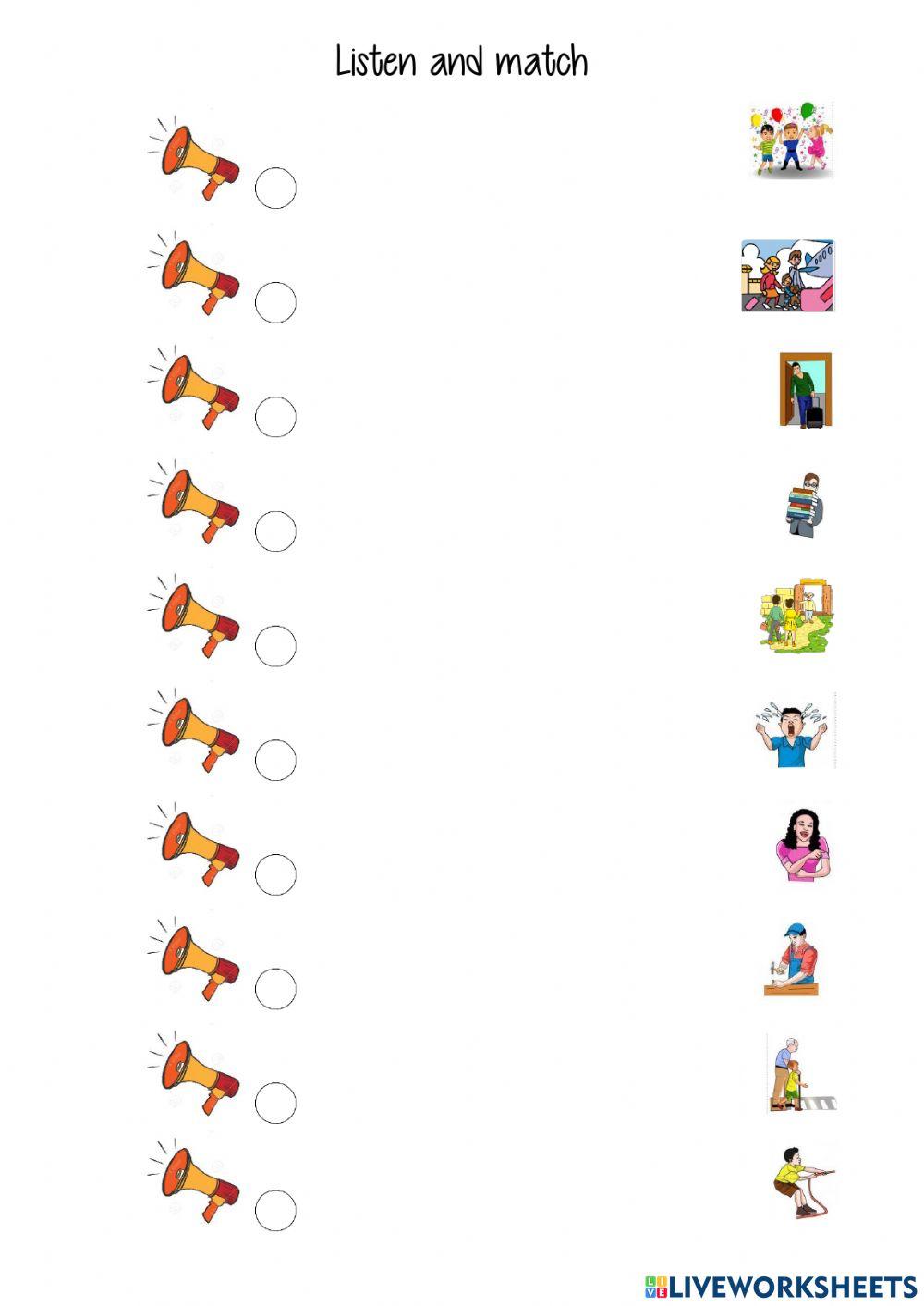 Listen and match regular verbs past simple 3 worksheet | Live Worksheets